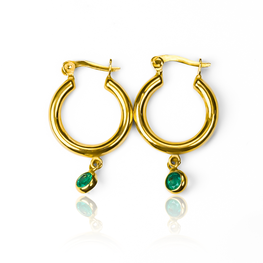 Candonga de tubo lisa + Esmeraldas – Joyería Caracas