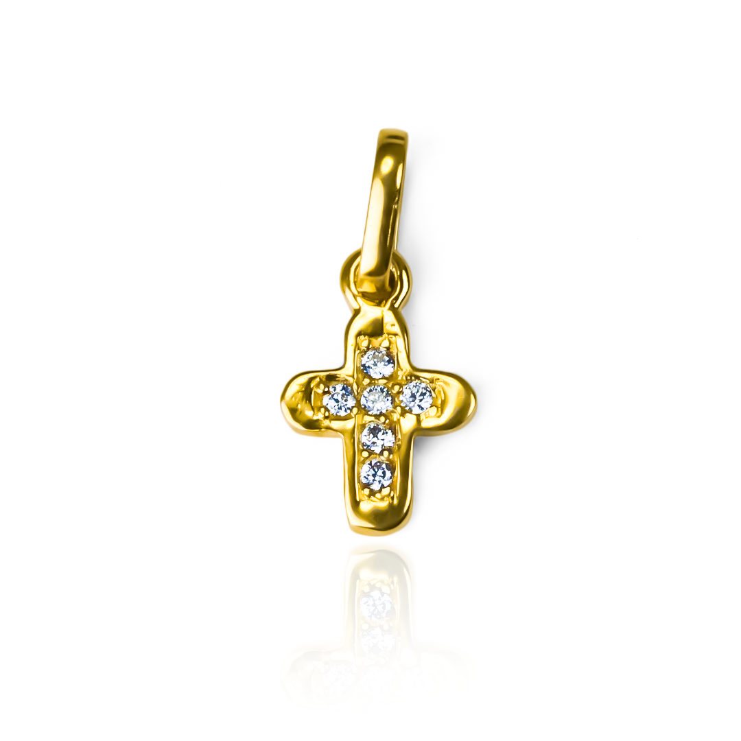 Dije Mini cruz cristales curva JT – Joyería Caracas