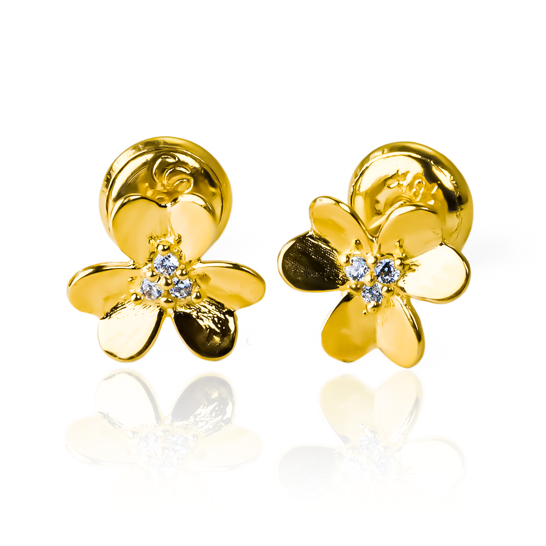 Topitos Flor trébol cristales – Joyería Caracas